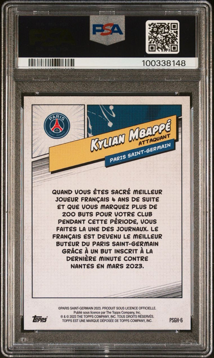 2023-24 Topps PSG F/S Heroes #PSGH6 Kylian Mbappe Signed Card PSA Real ...