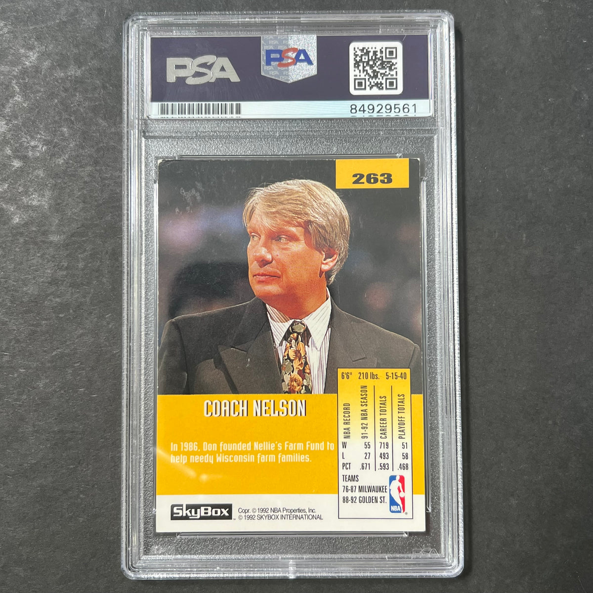 1992 Skybox #263 Don Nelson Signed Card AUTO PSA Slabbed Warriors ...