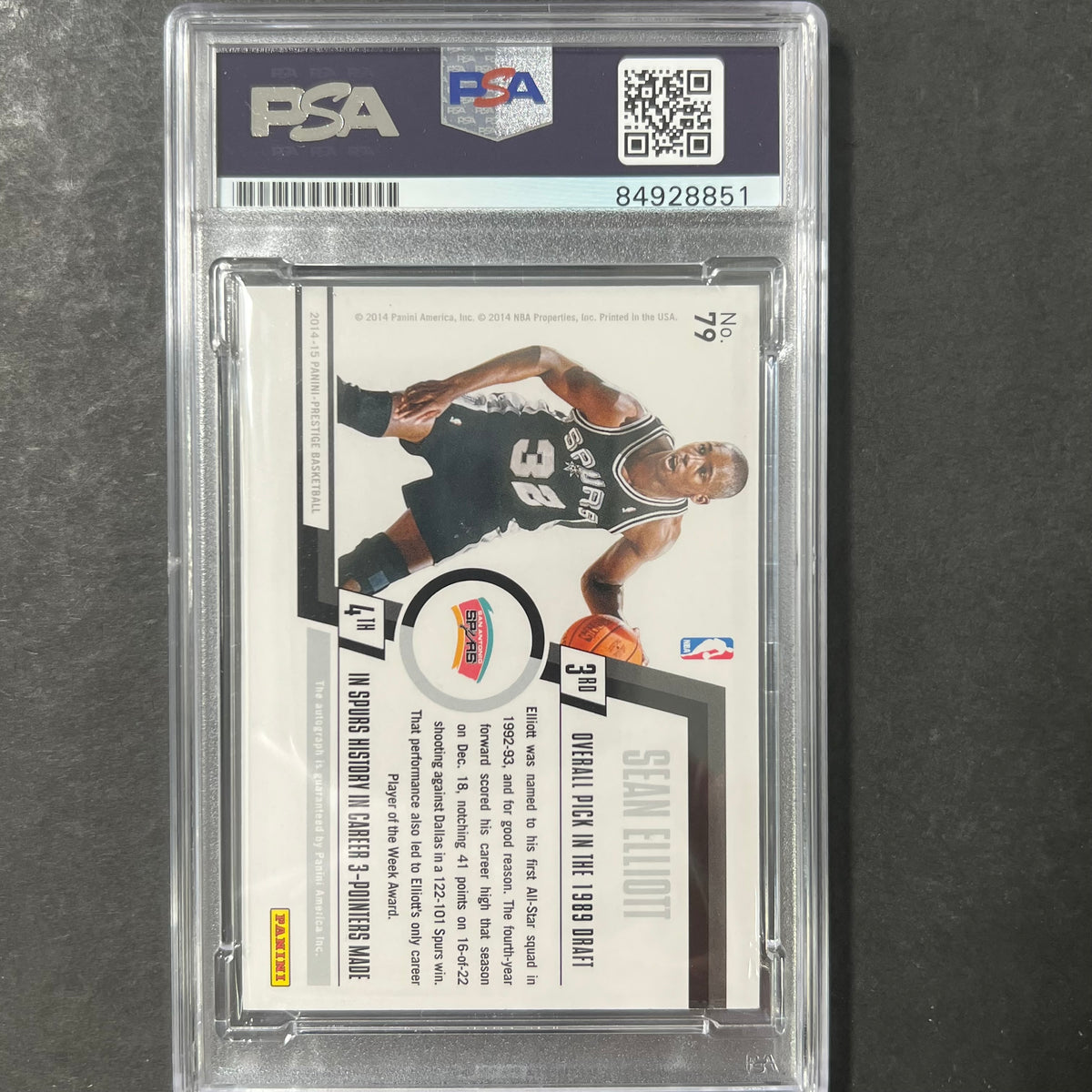 2014-15 Panini Prestige #79 Sean Elliott Signed Card Auto 10 PSA Slabb ...