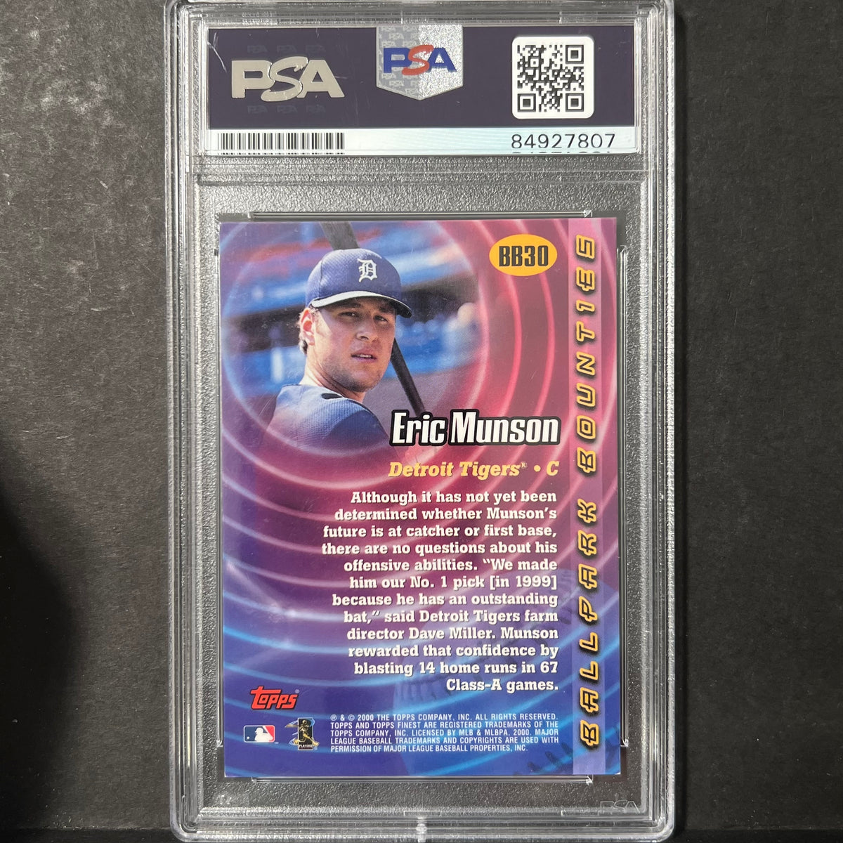 2000 Topps Finest #BB30 Eric Munson Signed Card PSA Slabbed Auto 10 Ti ...