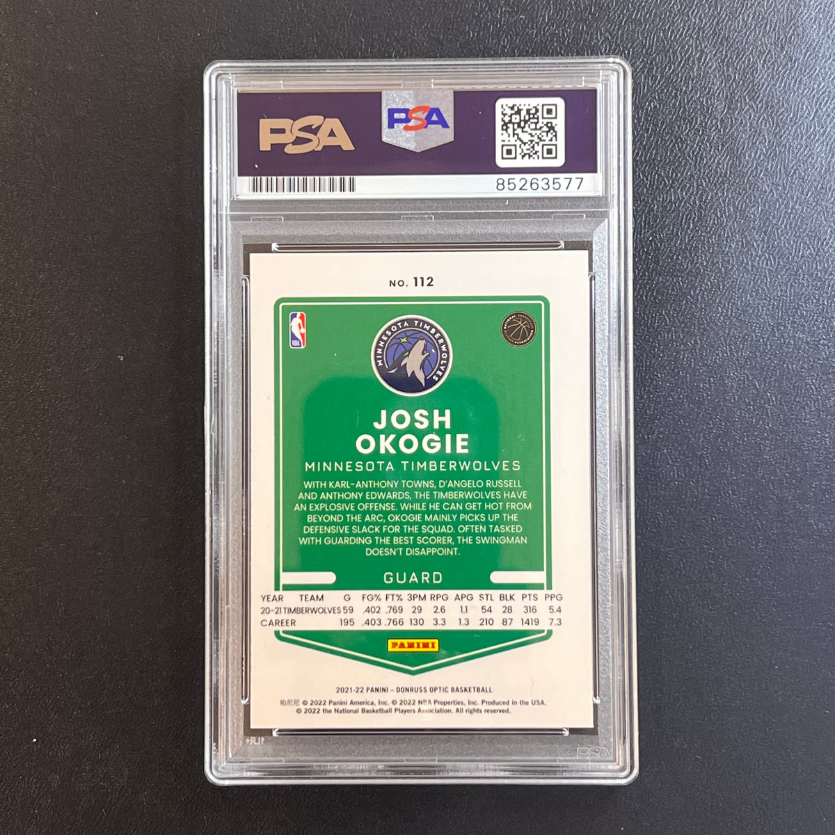 2021-22 Panini Donruss Optic #112 Josh Okogie Signed Rookie Card AUTO ...