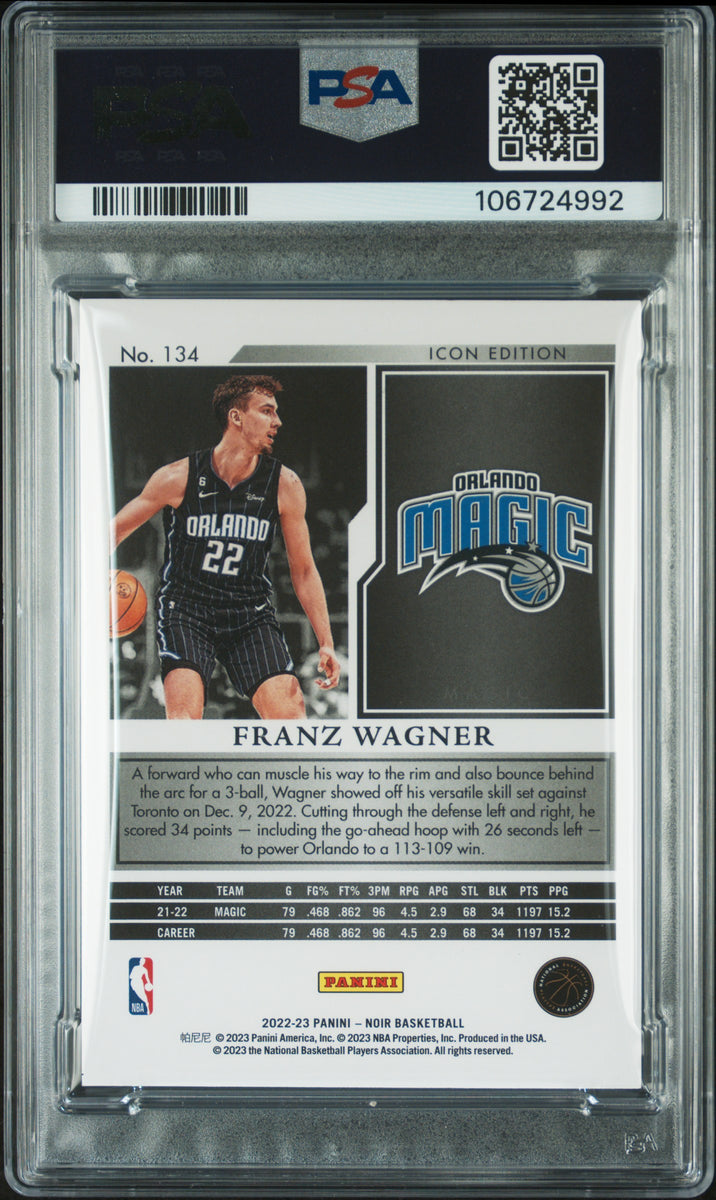 2022 Panini Noir #134 Franz Wagner Gold signed card PSA A Auto 10 ...